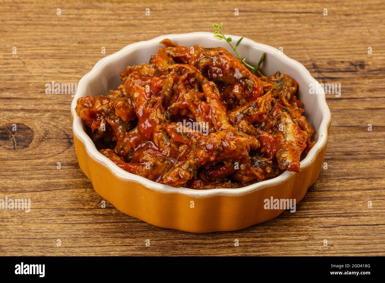 Canned anchovy snack in tomato sauce Stock Photo - Alamy