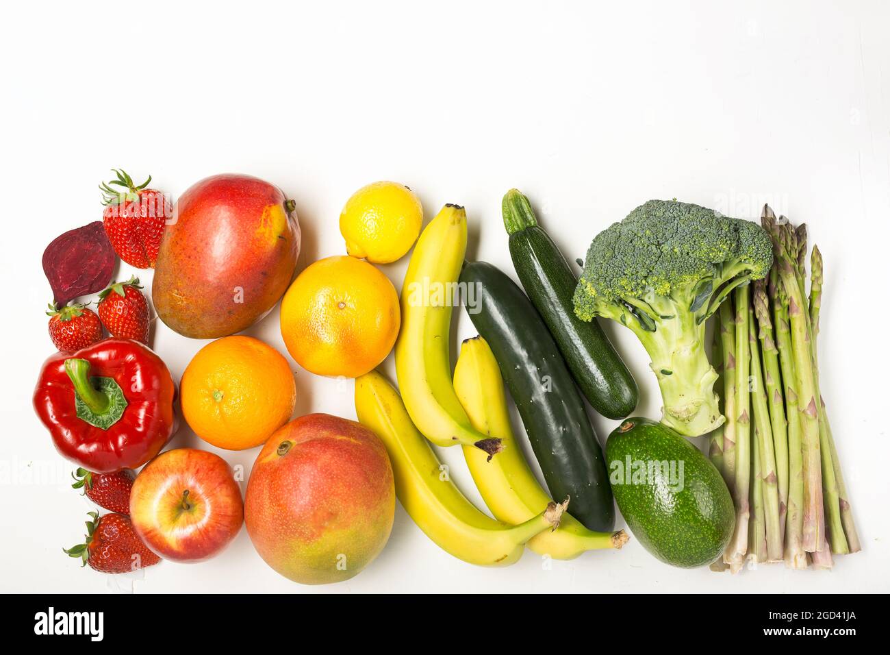 Healthy food clean eating on white background with copy space Stock ...