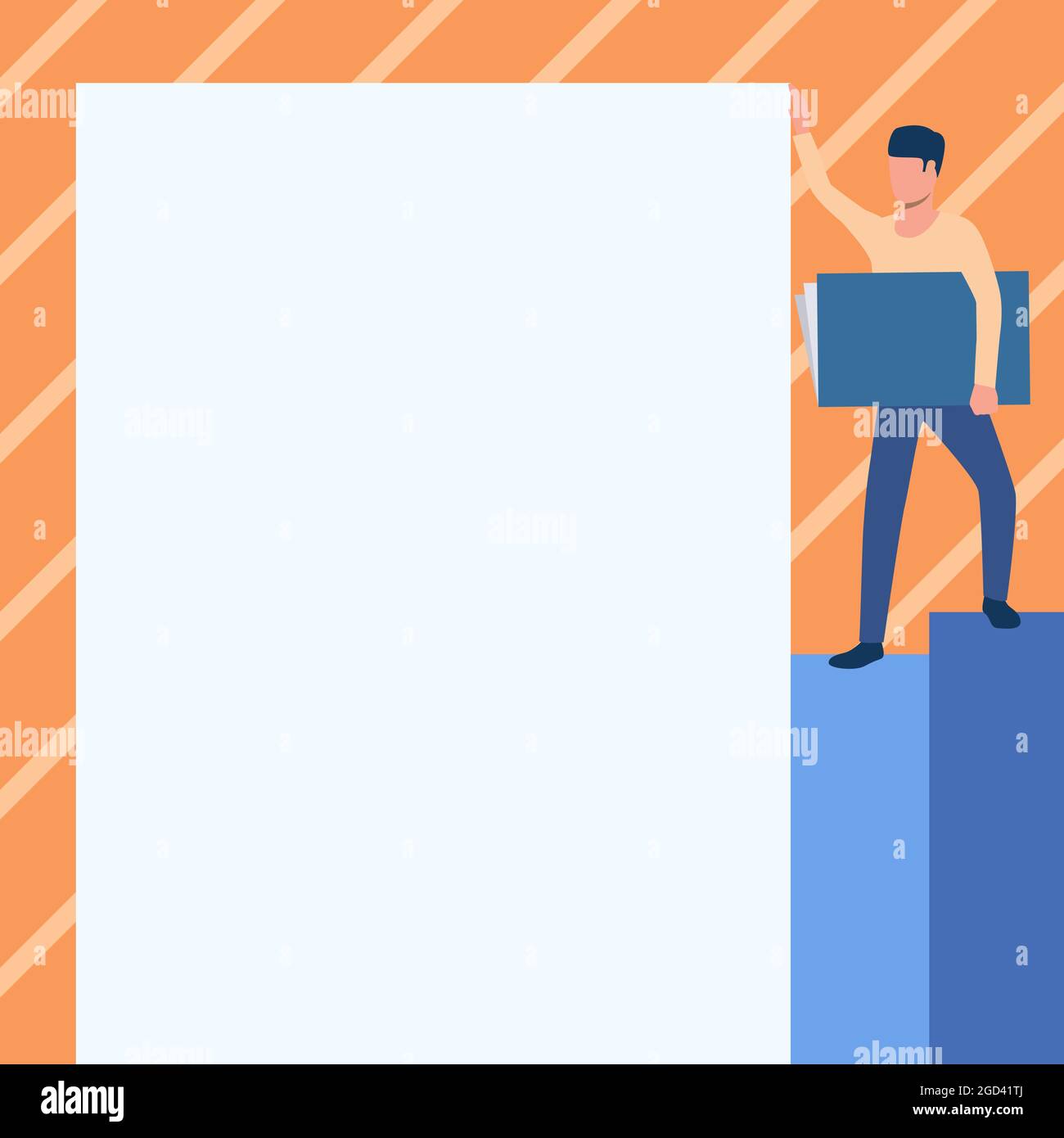 Man Drawing Standing Carrying Large Notebook While Showing Big ...