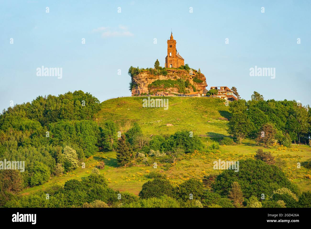 FRANCE, MOSELLE (57), DABO, SAINT-LEON CHAPEL AND DABO ROCK Stock Photo ...