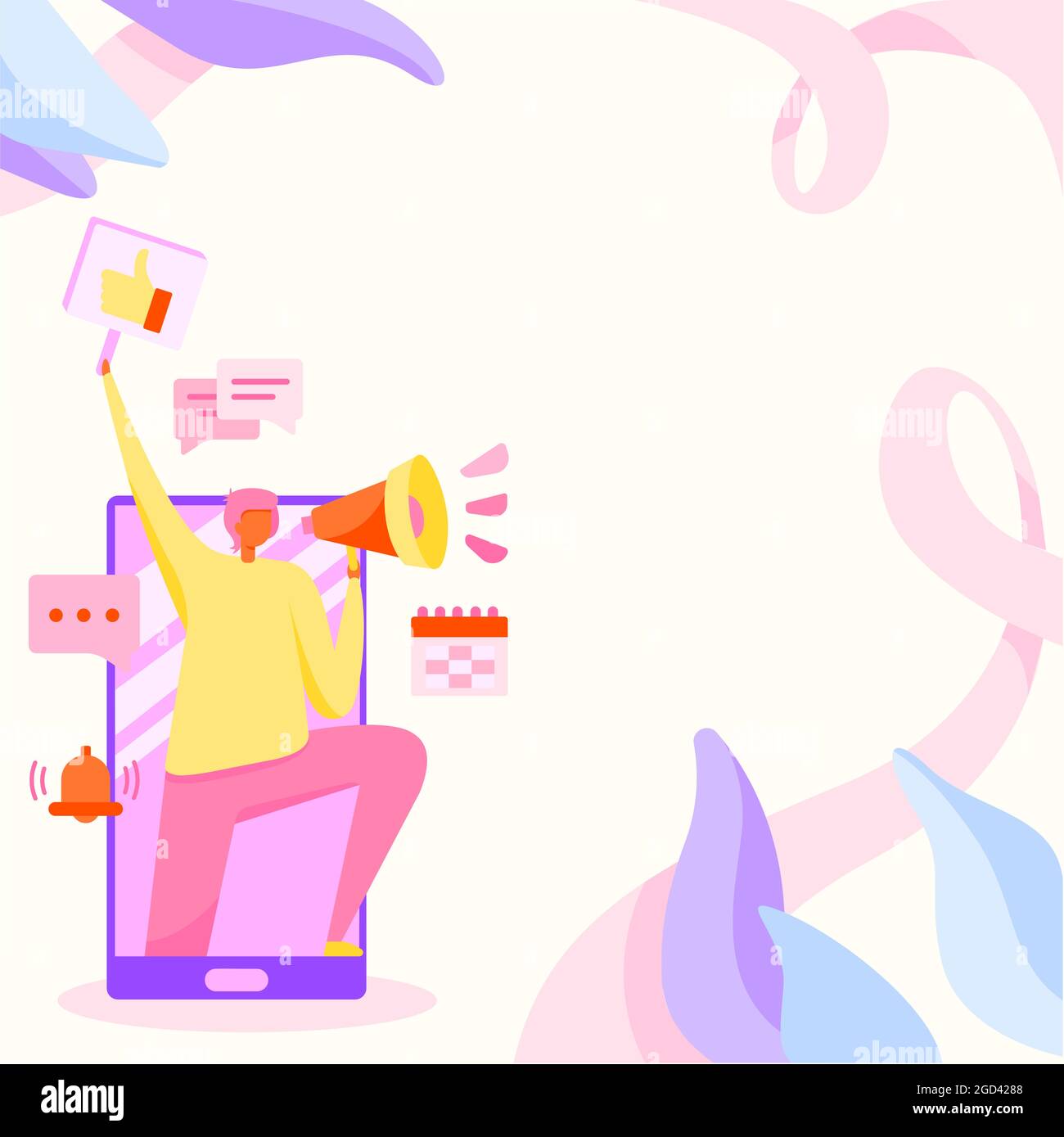 Man Standing Drawing Holding Loud Megaphone Raising Hand With Thumb ...