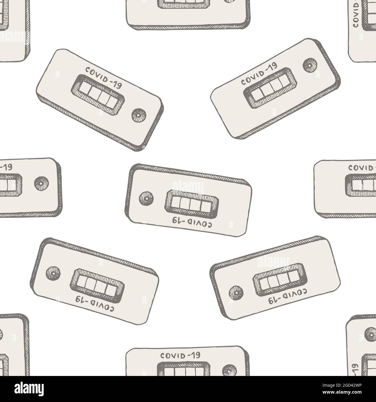 Seamless pattern with hand drawn pastel coronavirus rapid test Stock ...