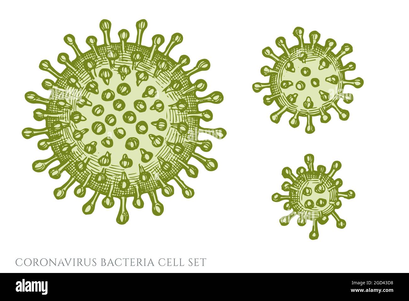 Vector set of hand drawn pastel coronavirus bacteria cell Stock Vector ...