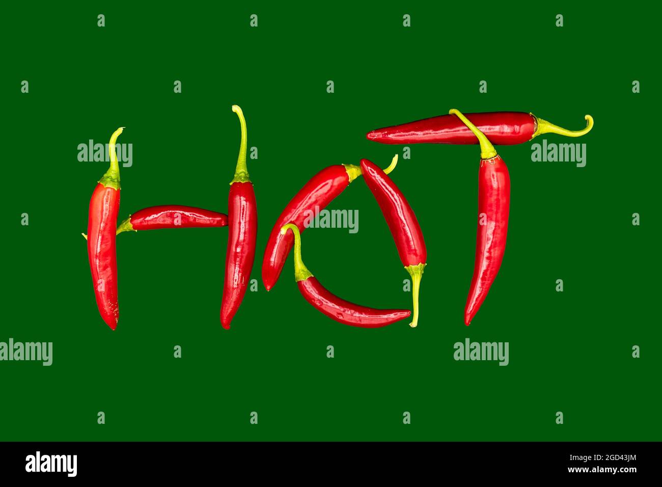 Chilis were used to write a word describing what the are - hot! Stock ...