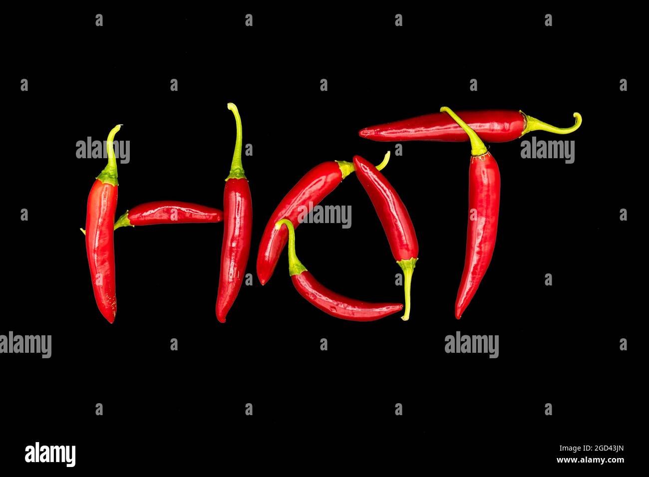 Chilis were used to write a word describing what the are - hot! Stock ...
