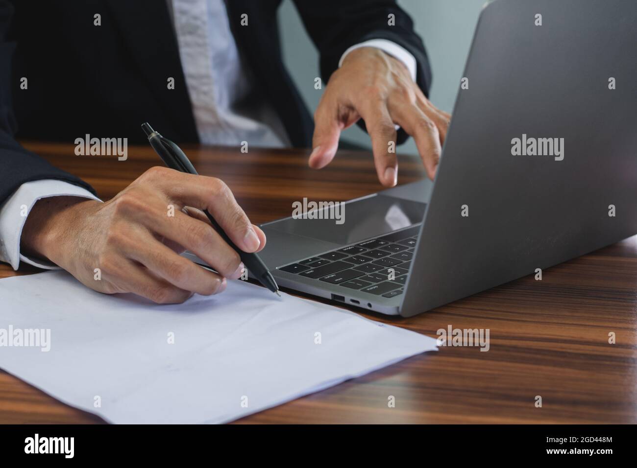 Closeup hand manager signature on document, Sign contact business in ...