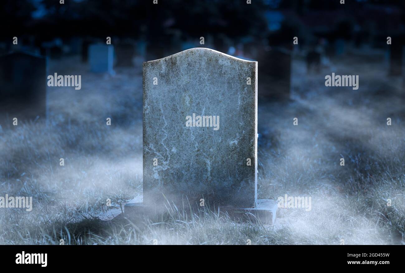 Blank Gravestone At Night