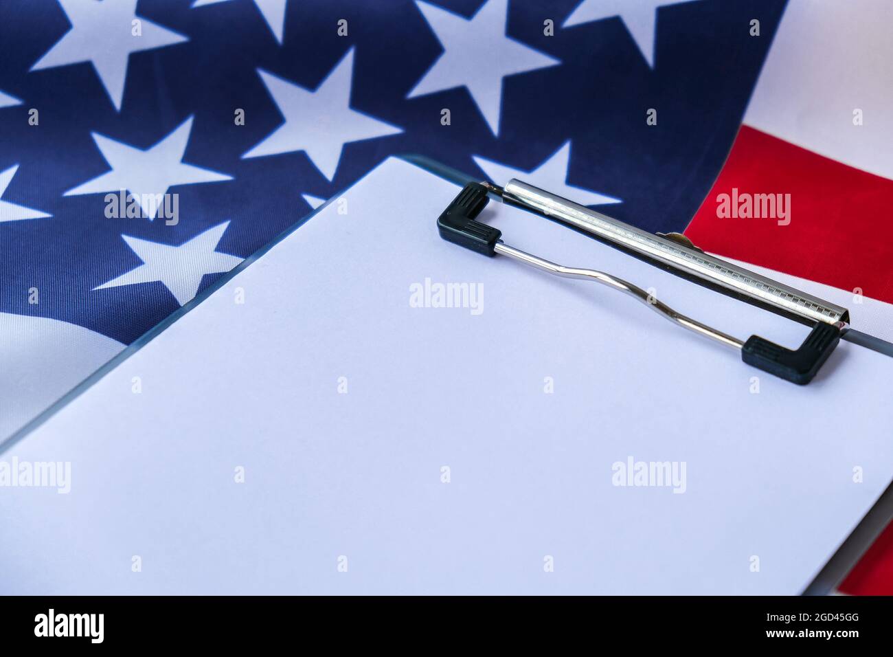 American flag with empty paper note copy space. Flag of the united ...