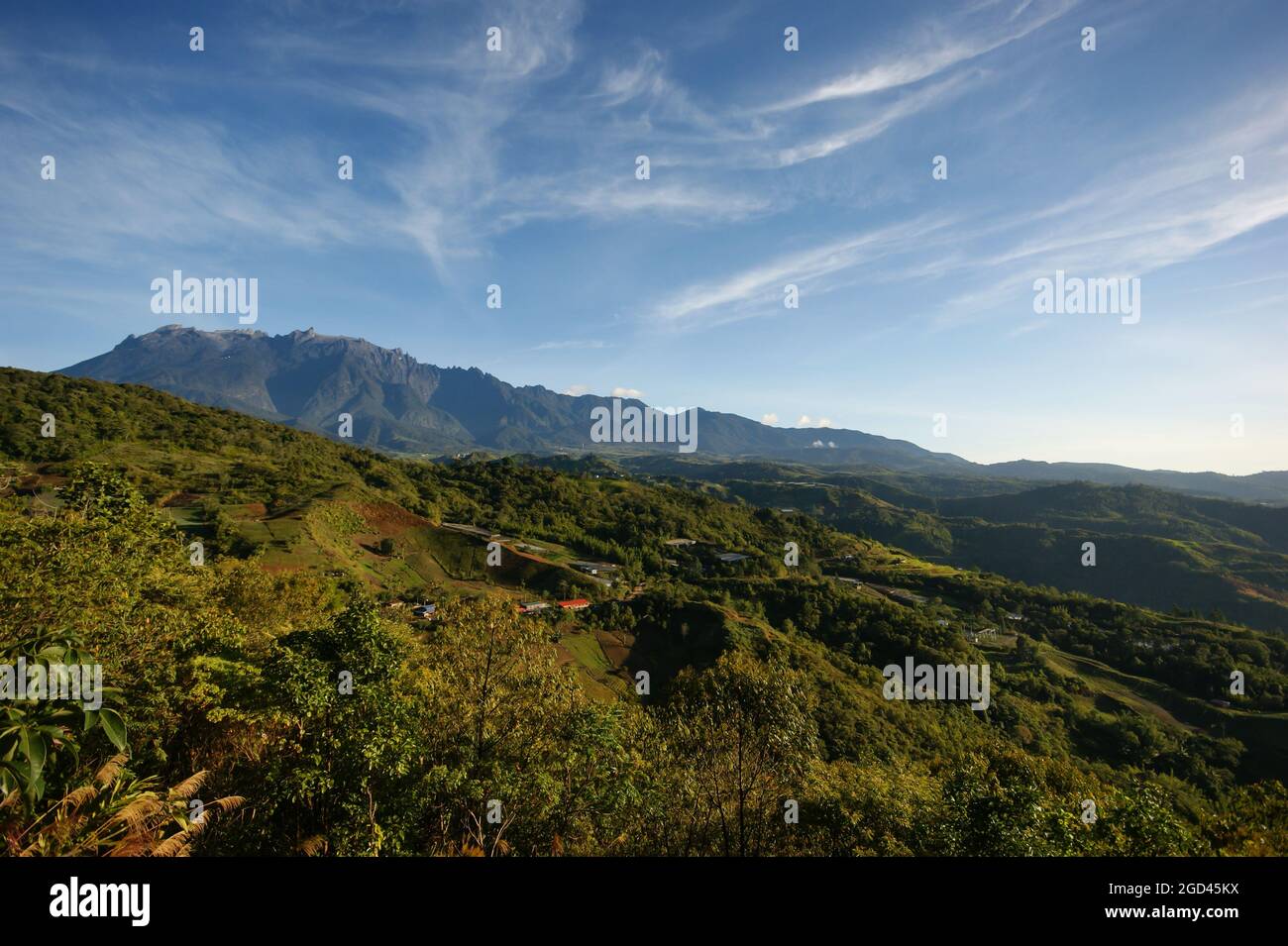 Scenic view over the foothills on Mount Kinabalu, Sabah, Borneo Stock ...