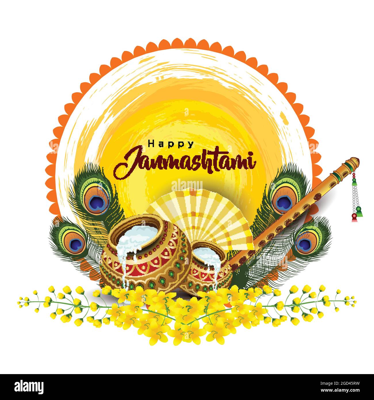 dahi handi festival of shree krishna janmashtami. vector illustration ...