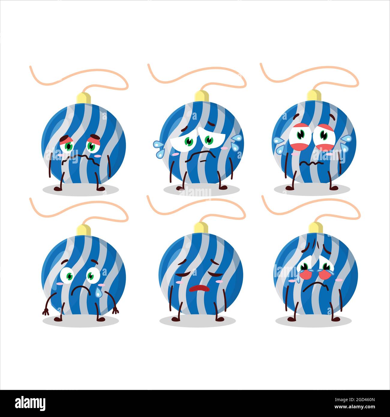 Christmas lights blue cartoon character with sad expression. Vector ...