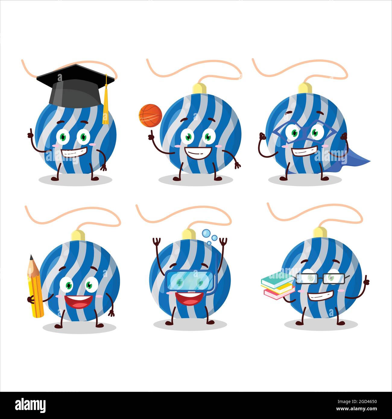 School student of christmas lights blue cartoon character with various ...