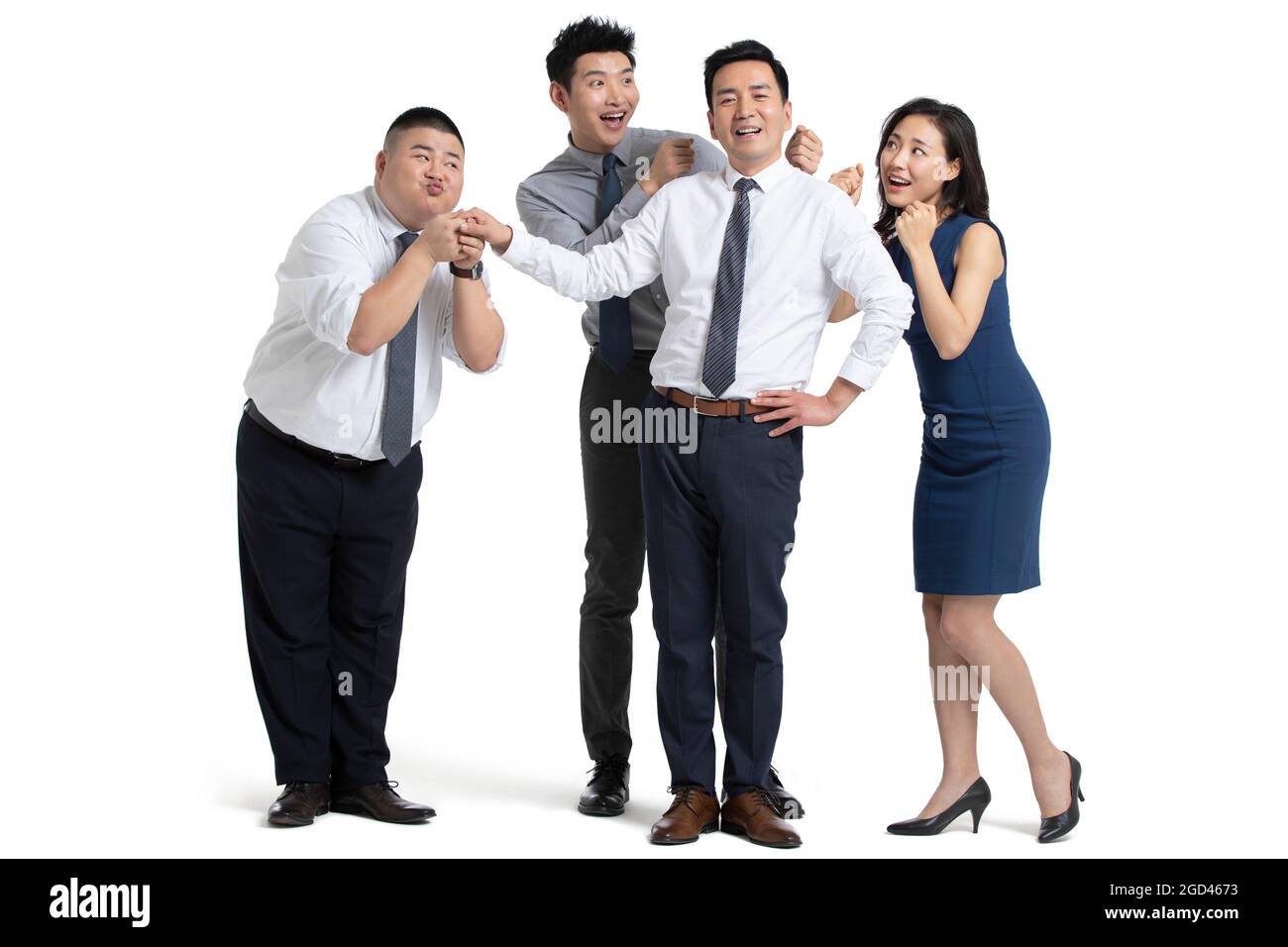 Bossy businessman being flattered Stock Photo - Alamy