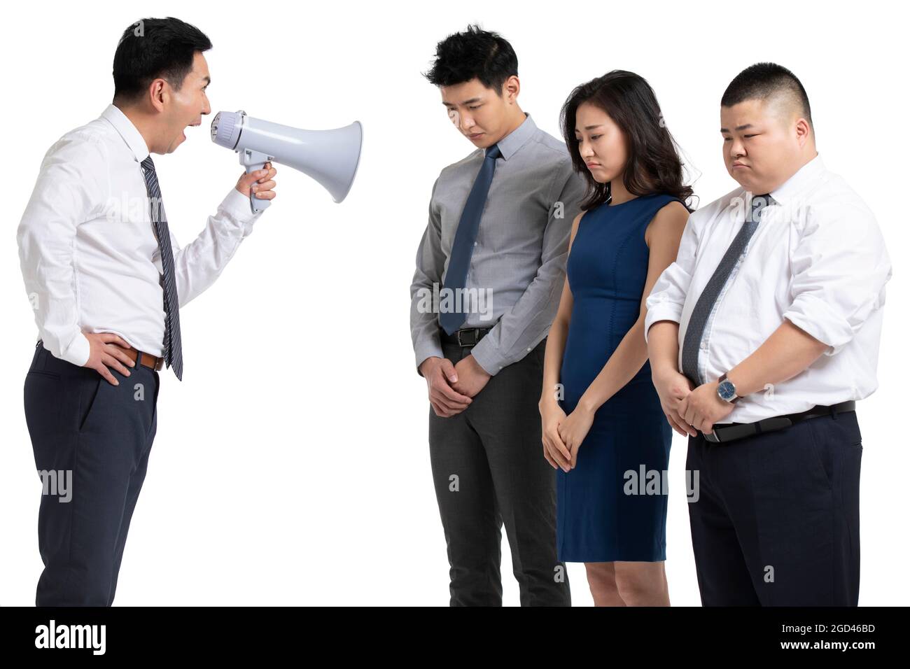 Mature businessman shouting at coworkers Stock Photo - Alamy