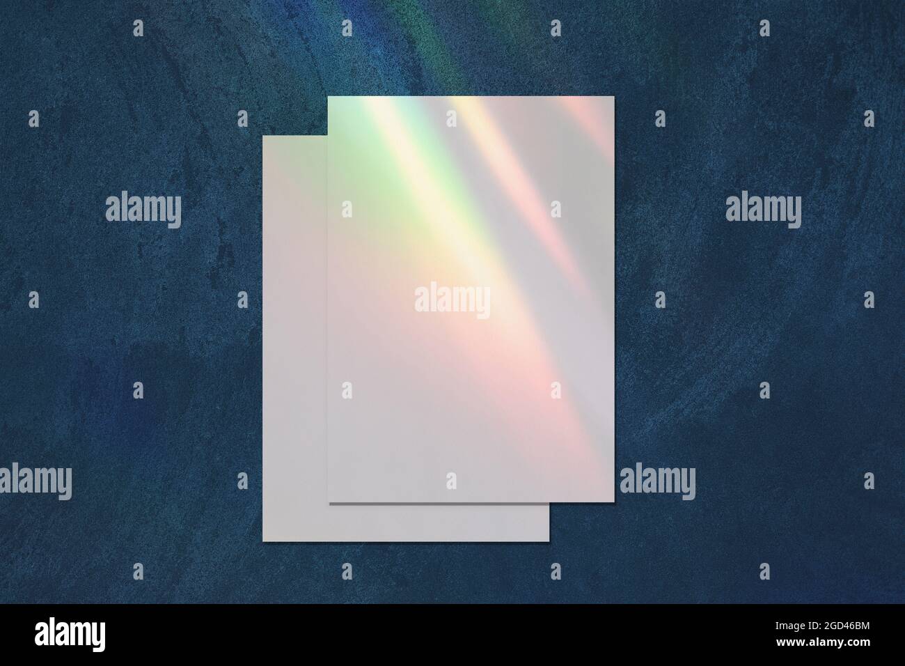 Two empty vertical rectangle poster mockup on blue background Stock ...
