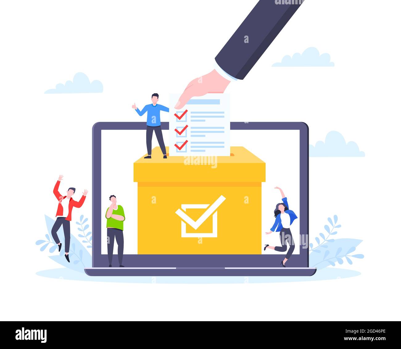 Online voting concept flat style design vector illustration. Tiny ...