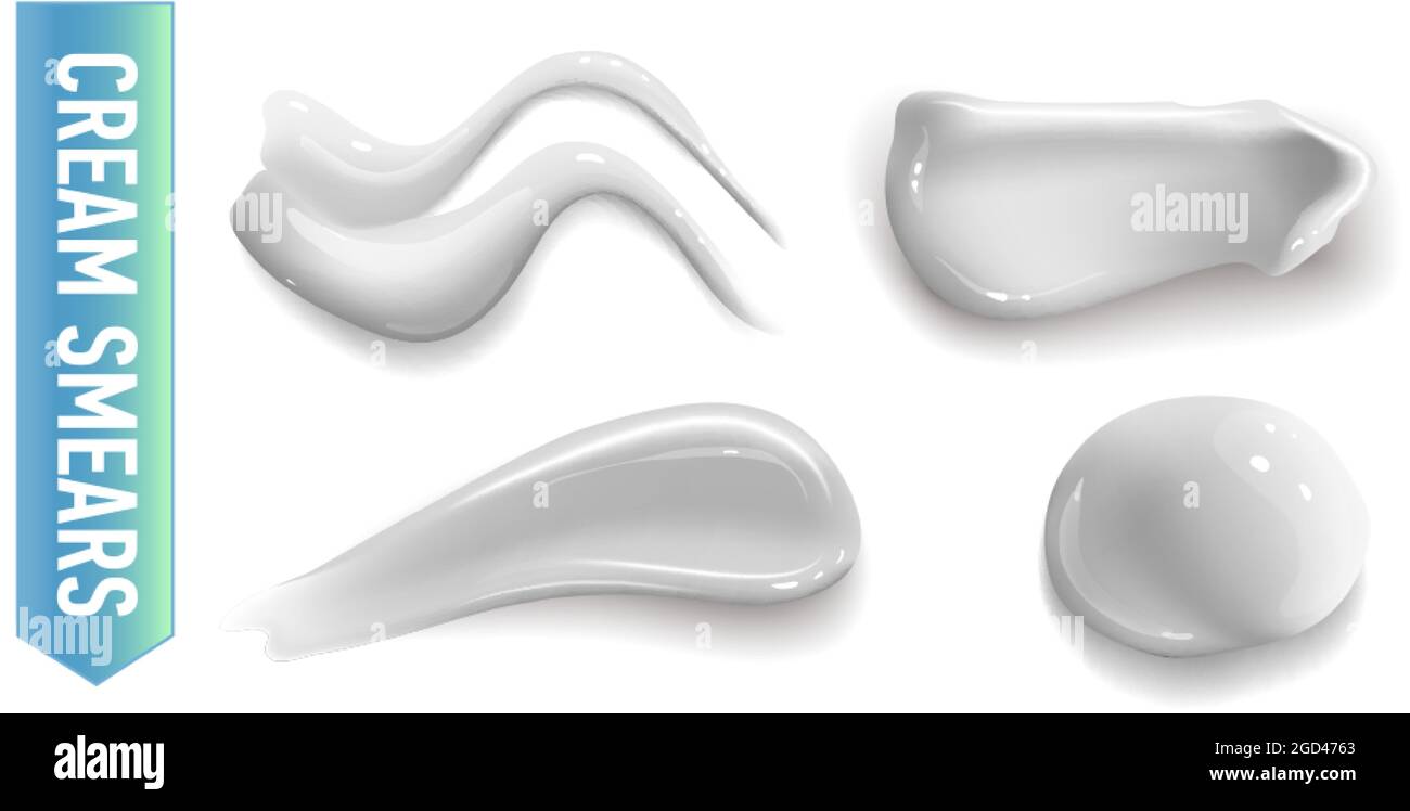 Set of realistic cosmetic cream smears. Skincare product of different ...