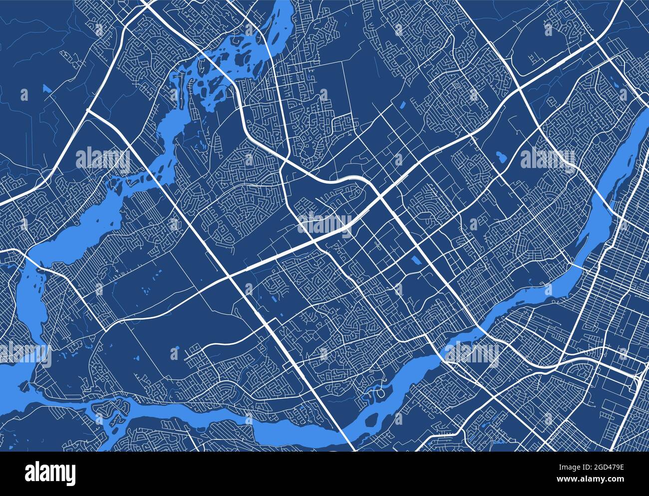Detailed map poster of Laval city administrative area. Cityscape ...