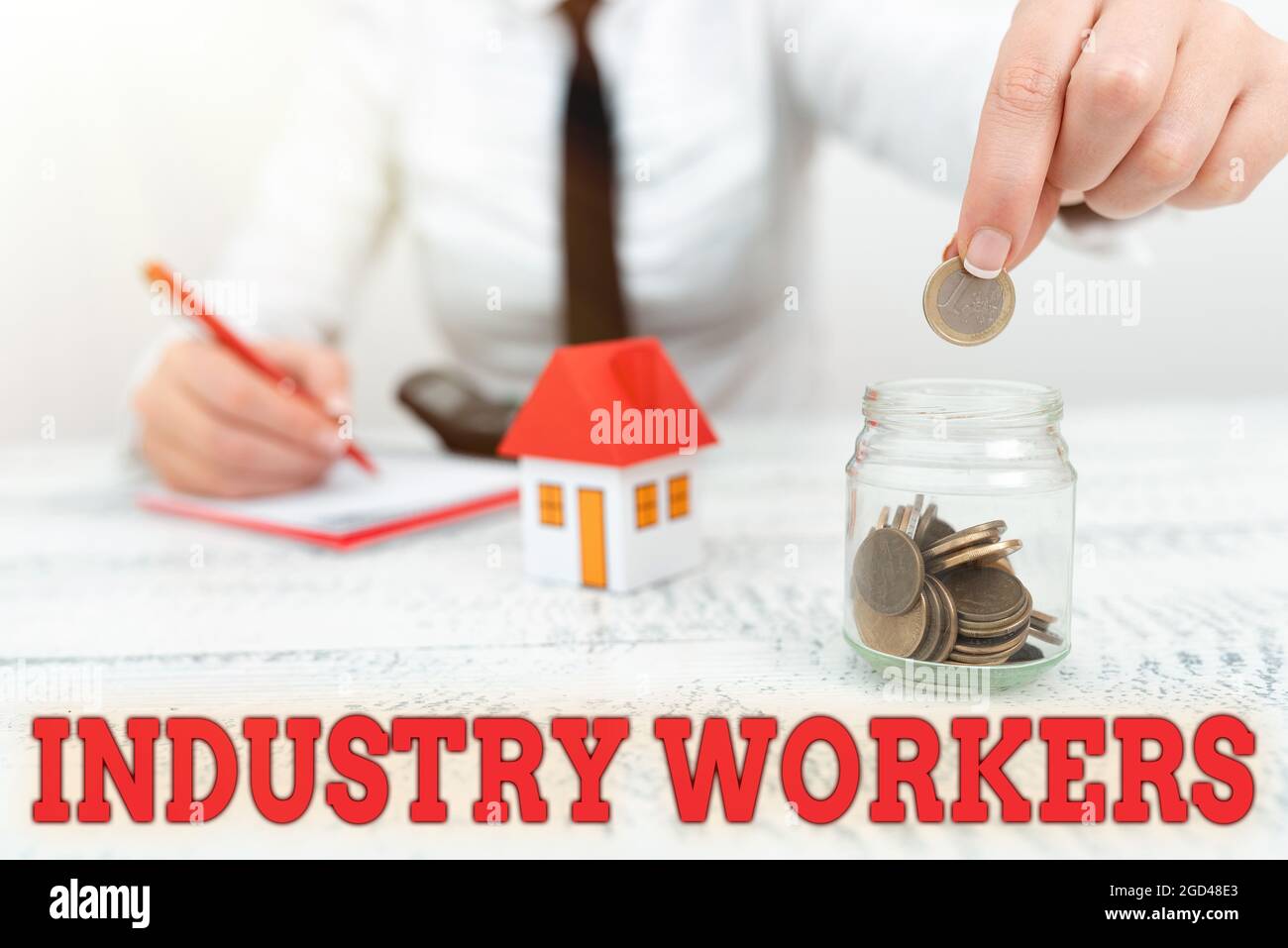 Text sign showing Industry Workers. Word Written on one that works ...