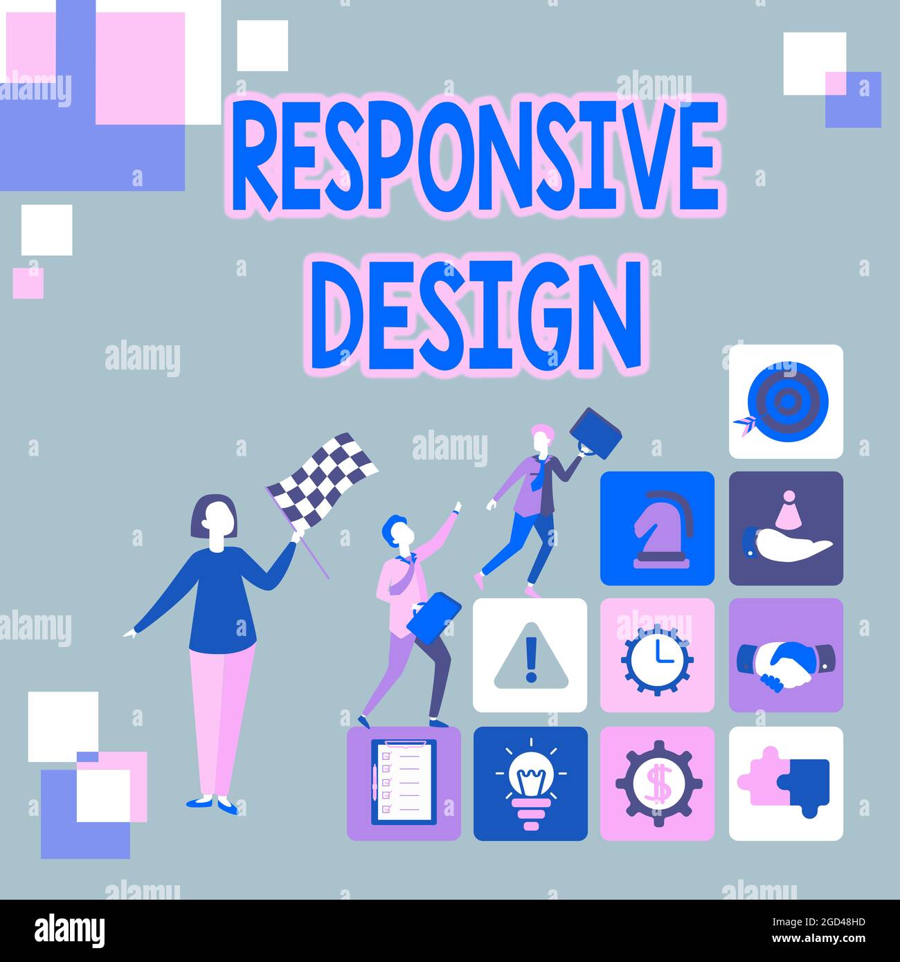 Text sign showing Responsive Design. Business concept web page creation that makes use of ...