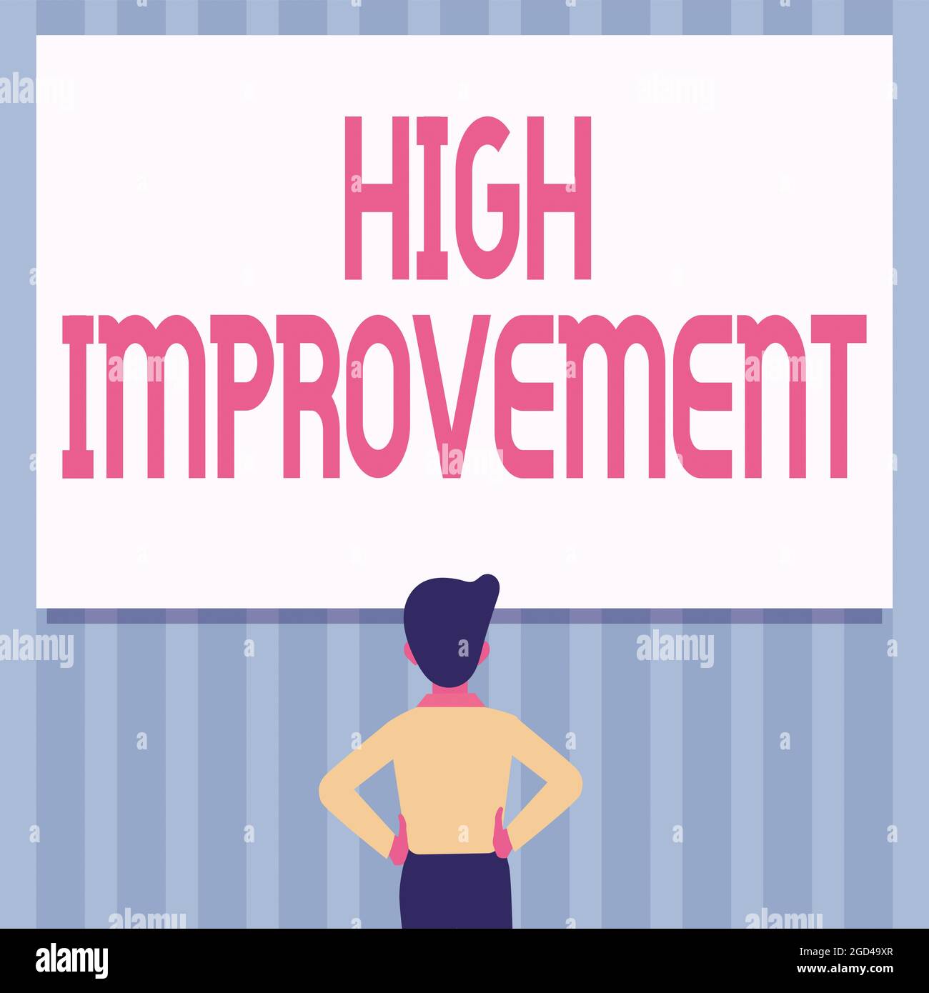 Hand writing sign High Improvement. Business overview addition or ...