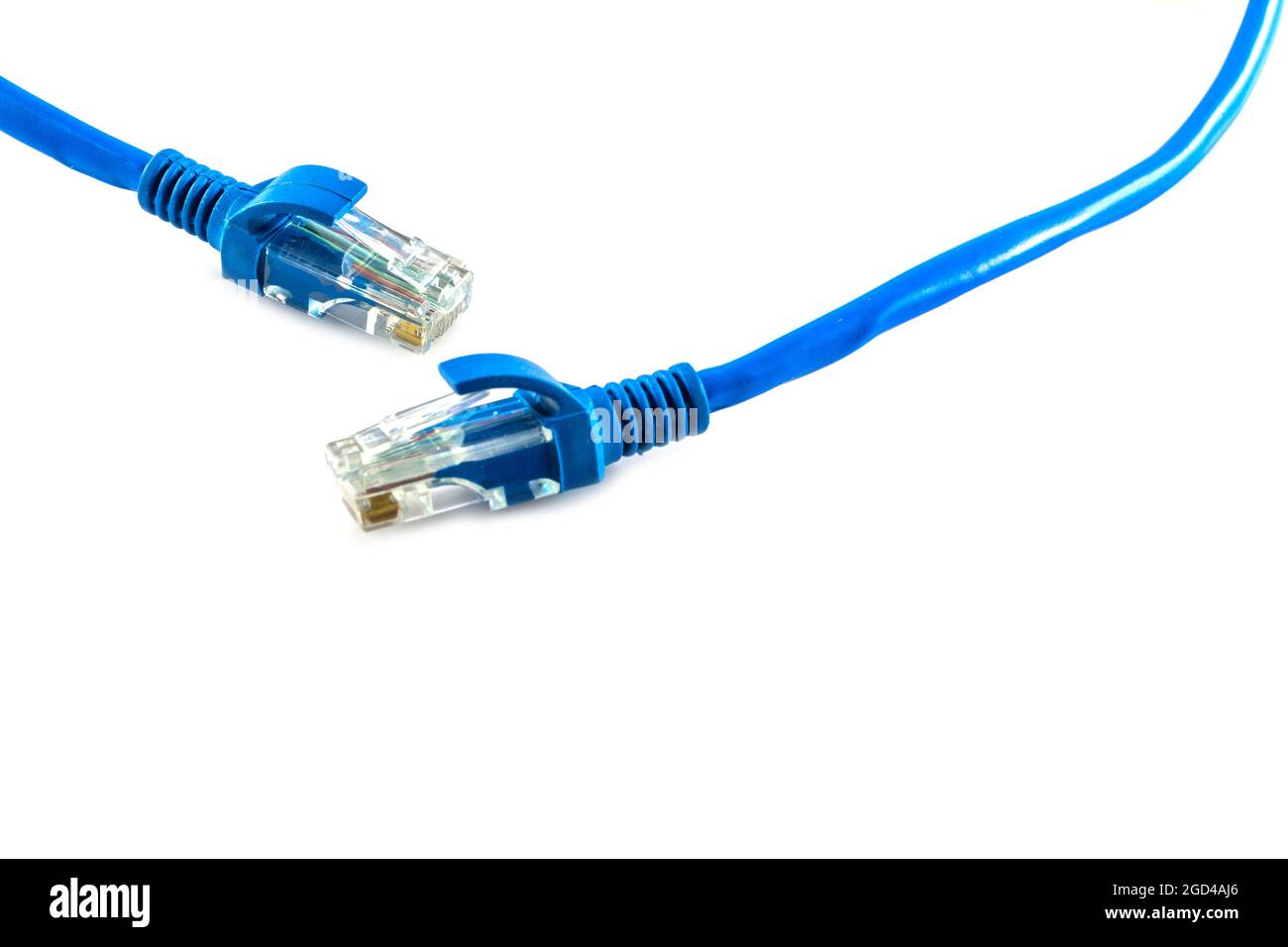 Blue Network internet cable isolated on white background Stock Photo ...
