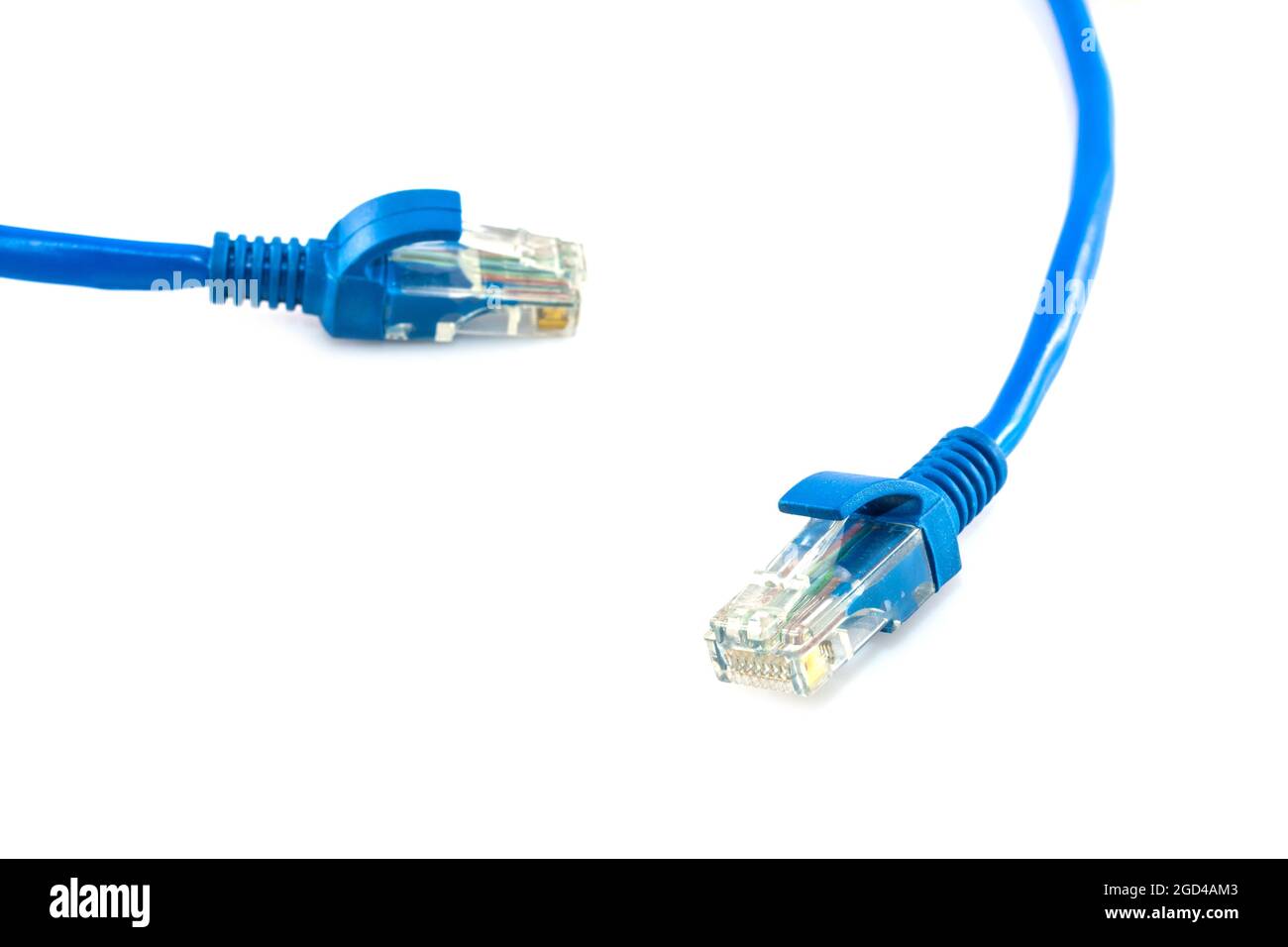 Blue Network internet cable isolated on white background Stock Photo ...