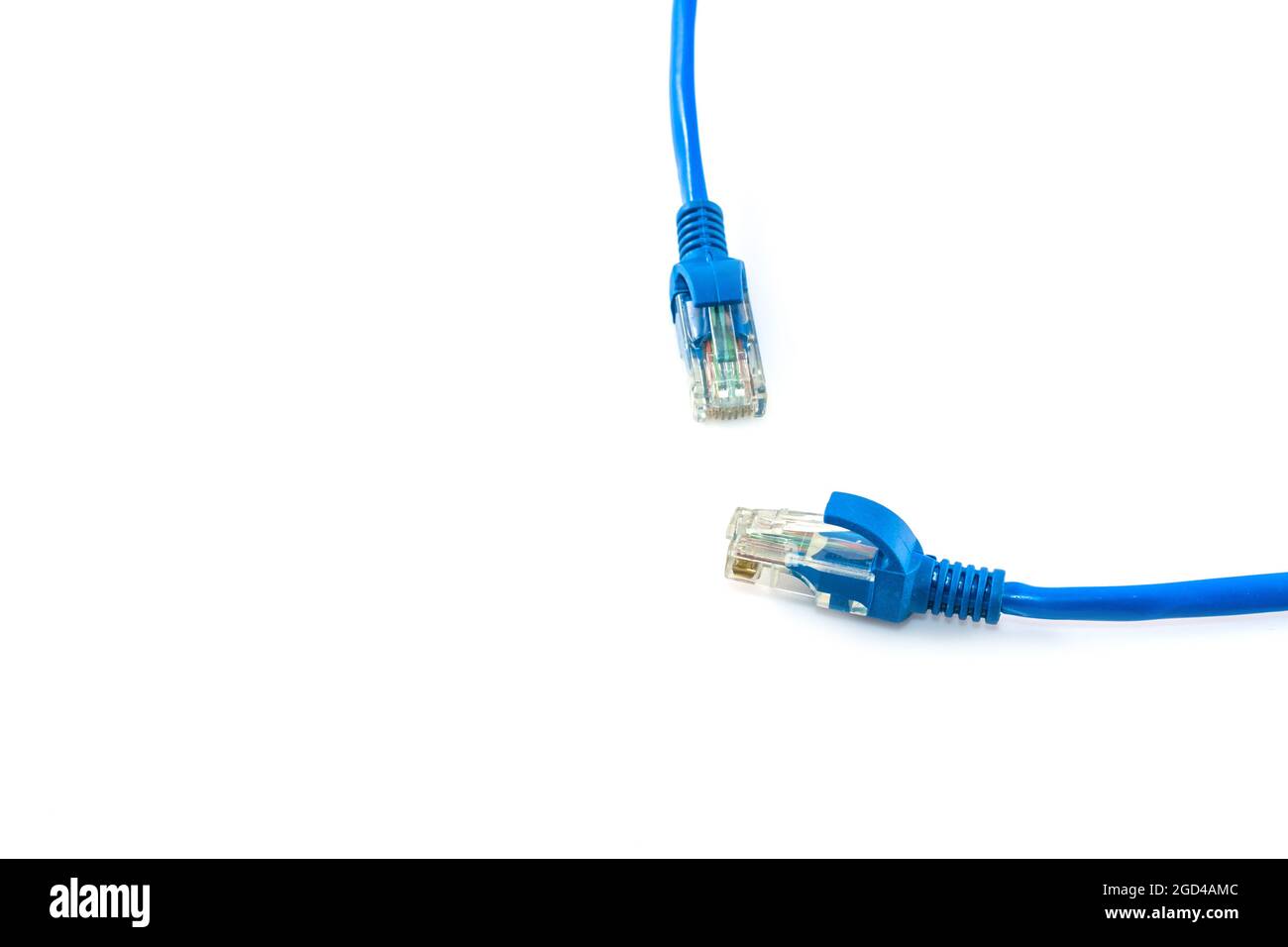 Blue Network internet cable isolated on white background Stock Photo ...