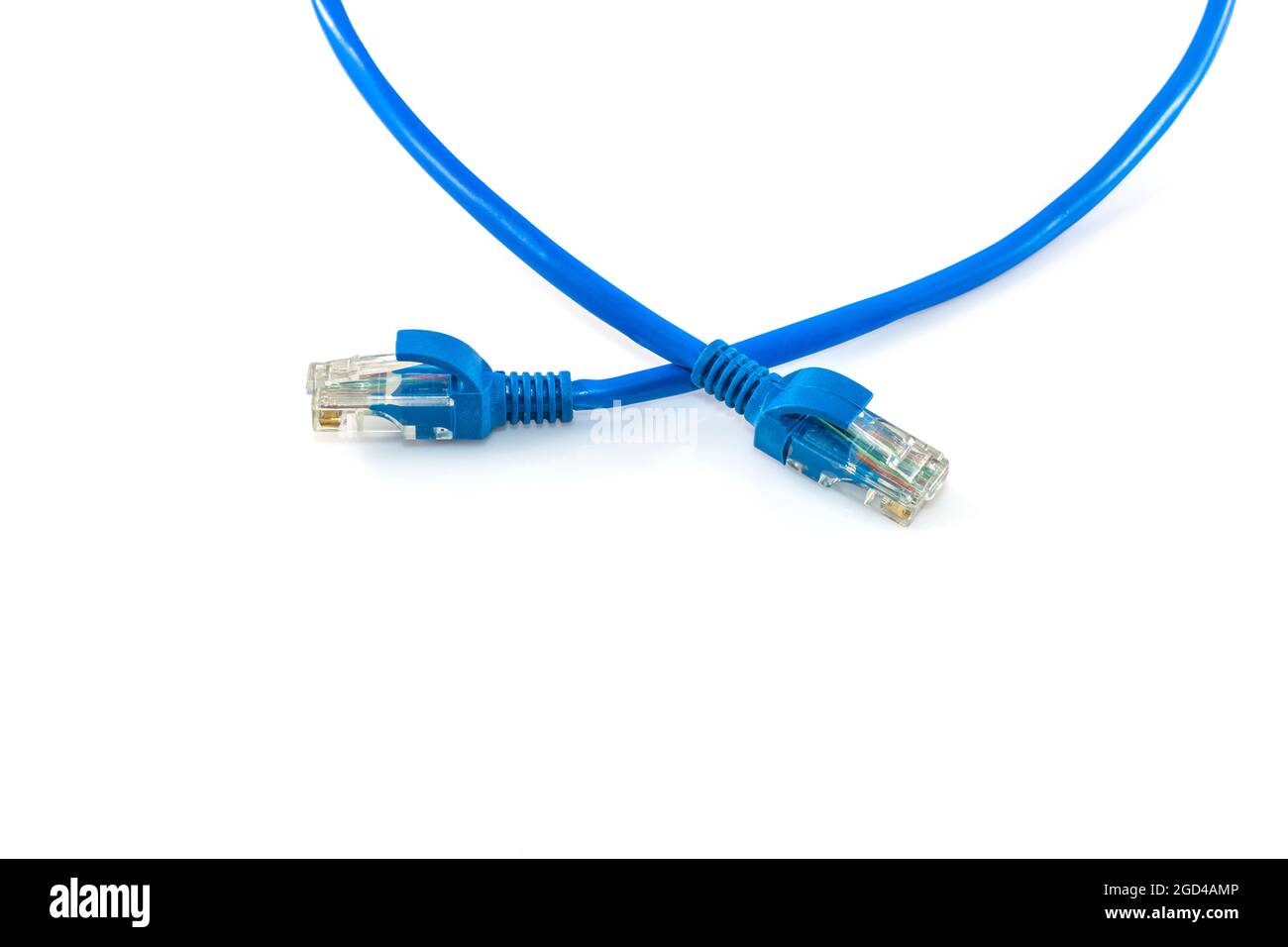 Blue Network internet cable isolated on white background Stock Photo ...