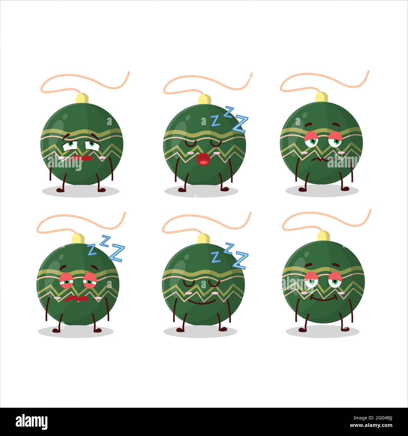 Cartoon character of christmas lights green with sleepy expression ...