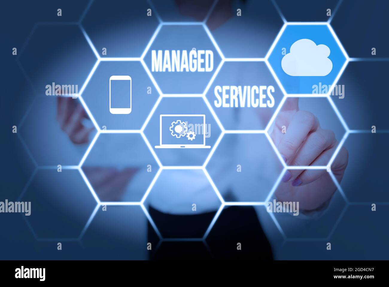 Text caption presenting Managed Services. Internet Concept company that ... Text caption presenting Managed Services. Internet Concept company that ...