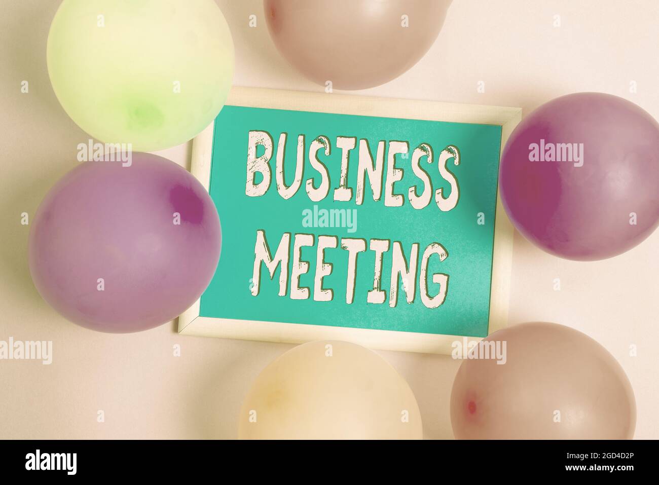 Text caption presenting Business Meeting. Concept meaning gathering of ...