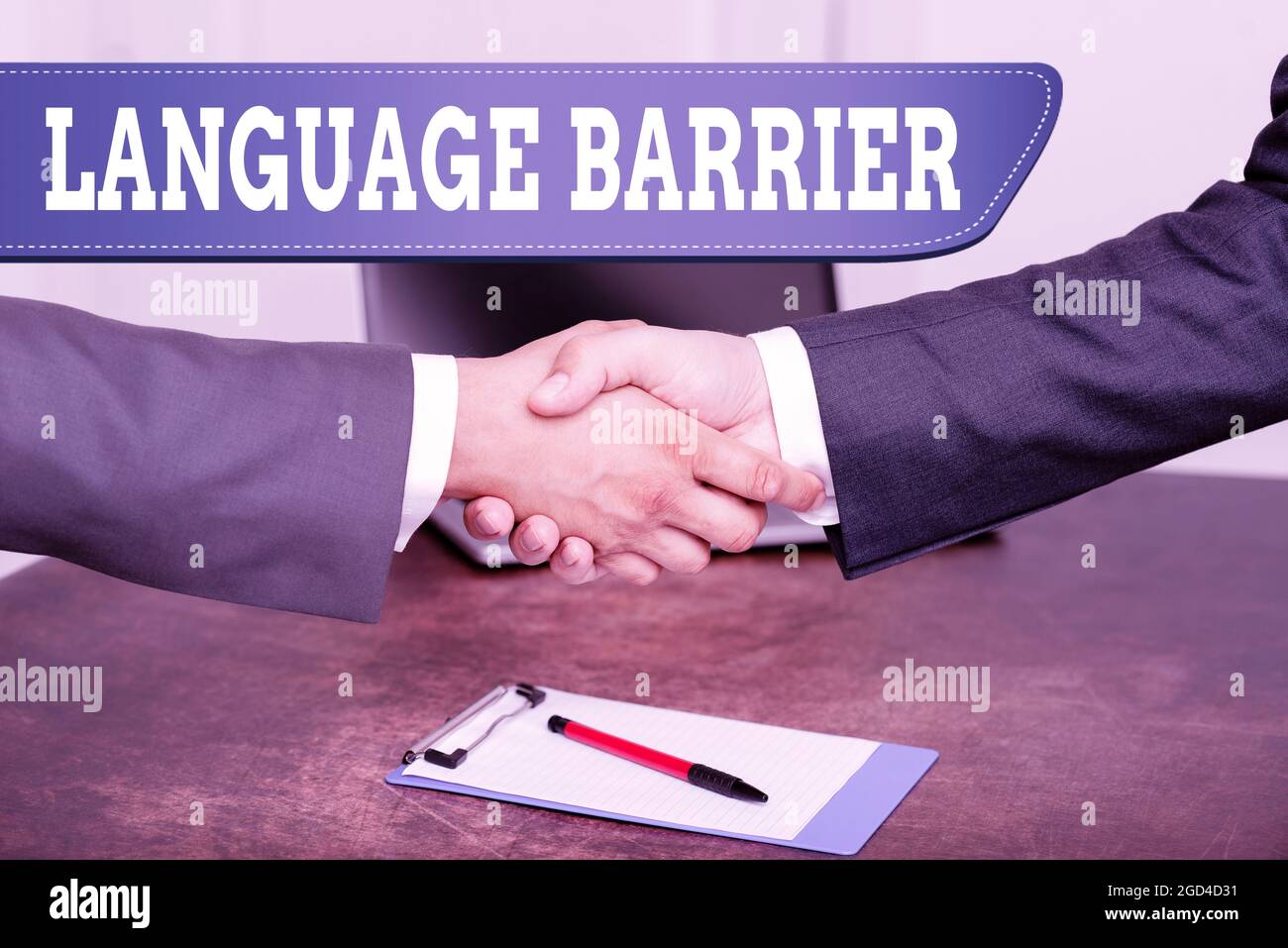 Hand writing sign Language Barrier. Word Written on difficulties in ...