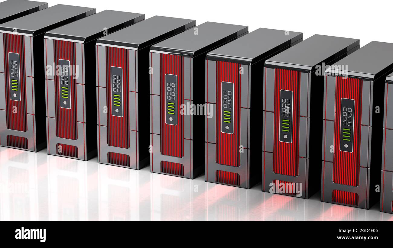 Generic network servers isolated on white background. 3D illustration ...