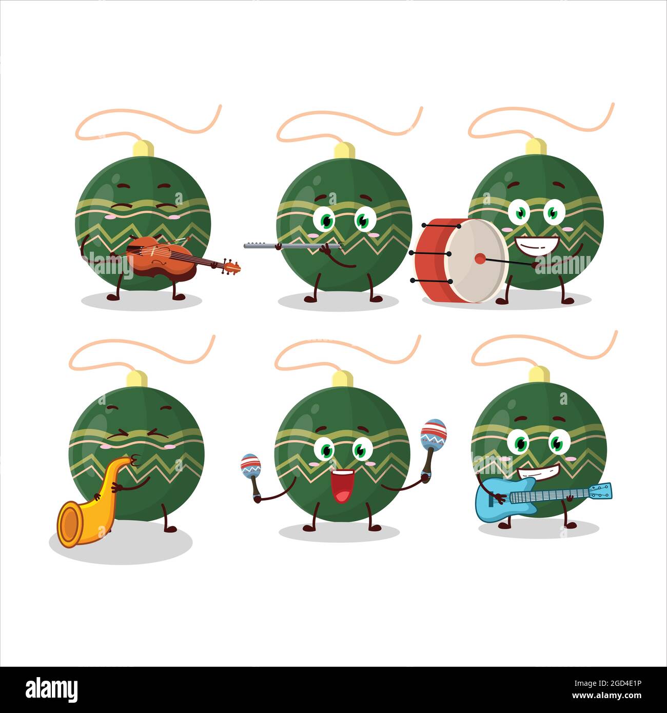 Cartoon character of christmas lights green playing some musical ...