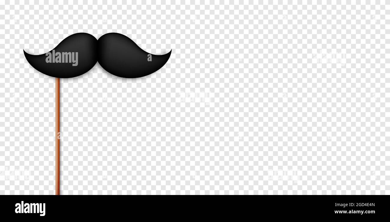 Realistic black mustache on a wooden stick. Fake paper mustache ...