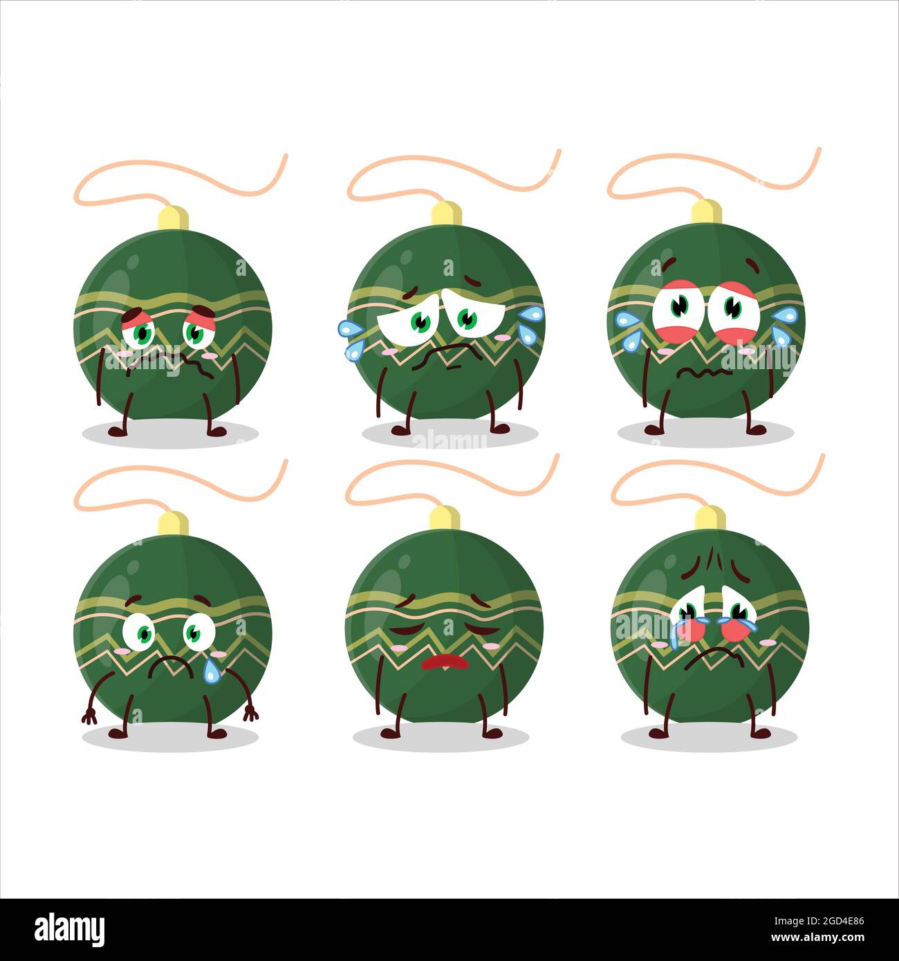 Christmas lights green cartoon character with sad expression. Vector ...