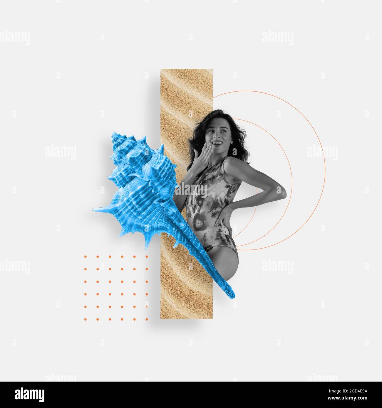 Female model on abstract color summer background. Copyspace to text ...