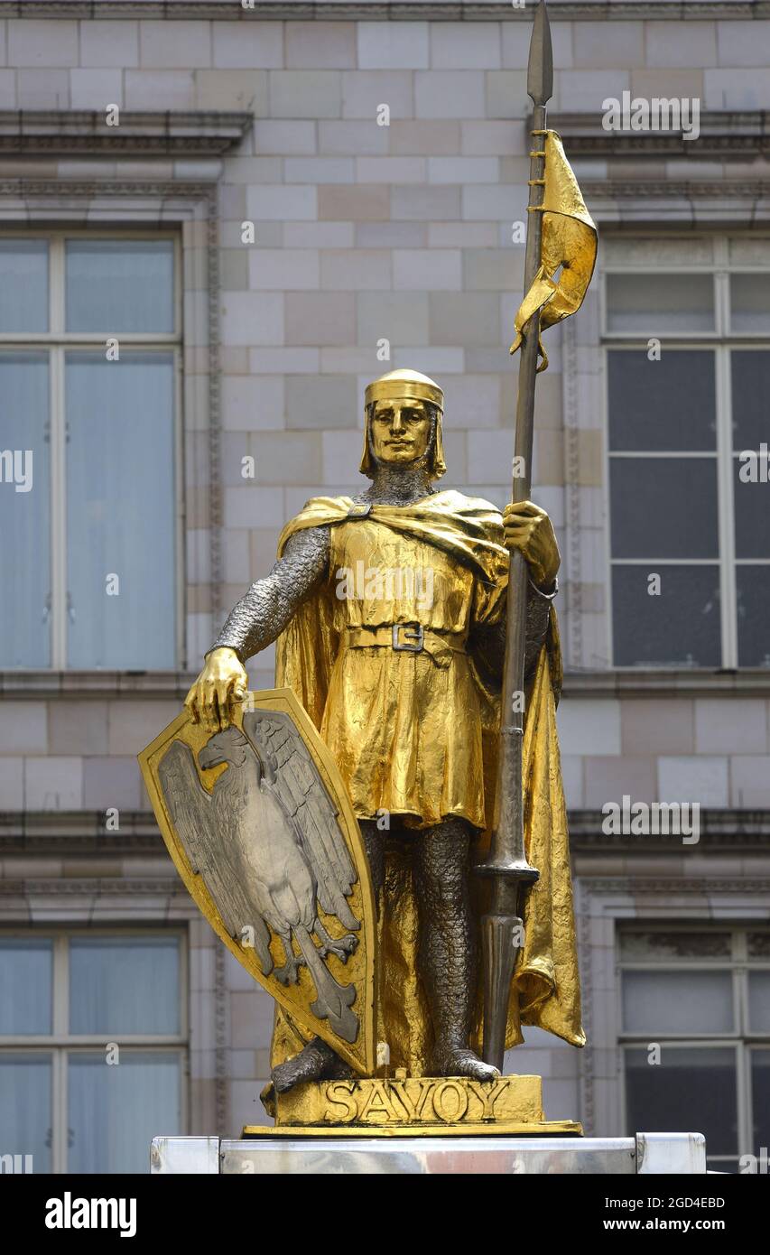 London, England, UK. Count of Savoy - gilded bronze statue of the ...