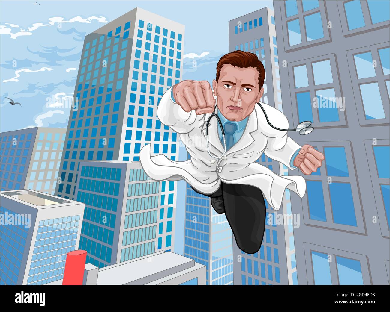 Doctor Superhero Flying Comic Book Super Hero Stock Vector Image & Art ...