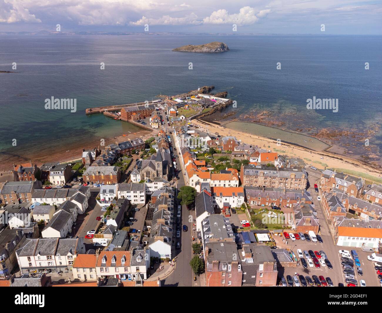 Aerial view from drone of North Berwick in East Lothian, Scotland, UK ...