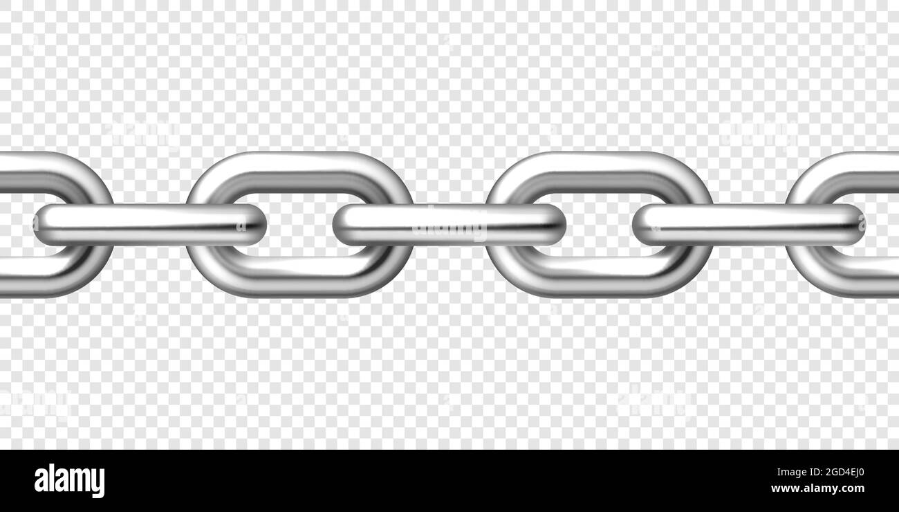 Realistic seamless metal chain with silver links on checkered ...