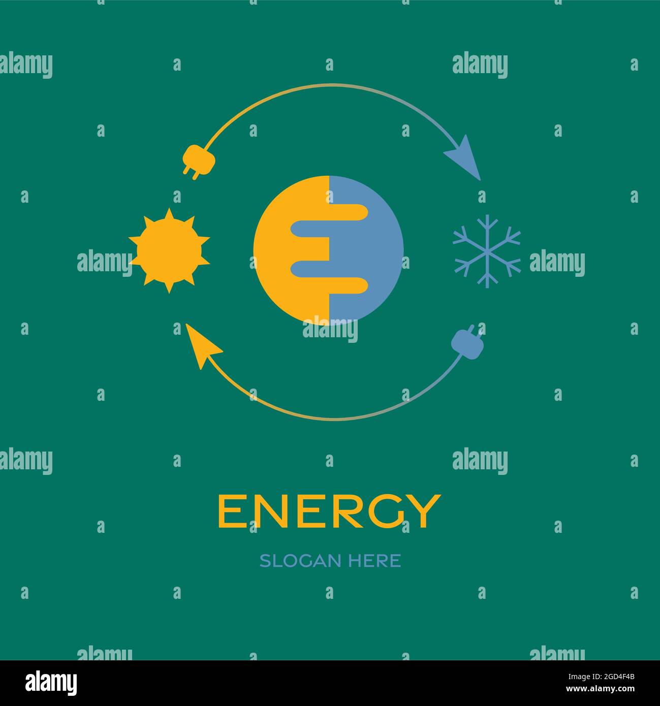 Logo of energy circulation process, service. Using and save energy ...