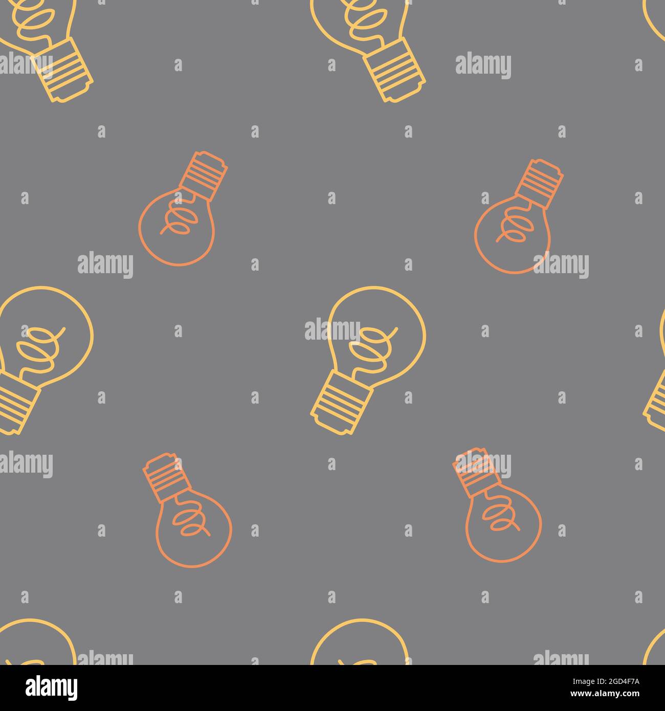 Cute seamless pattern with outline light bulb illustration. Bright ...