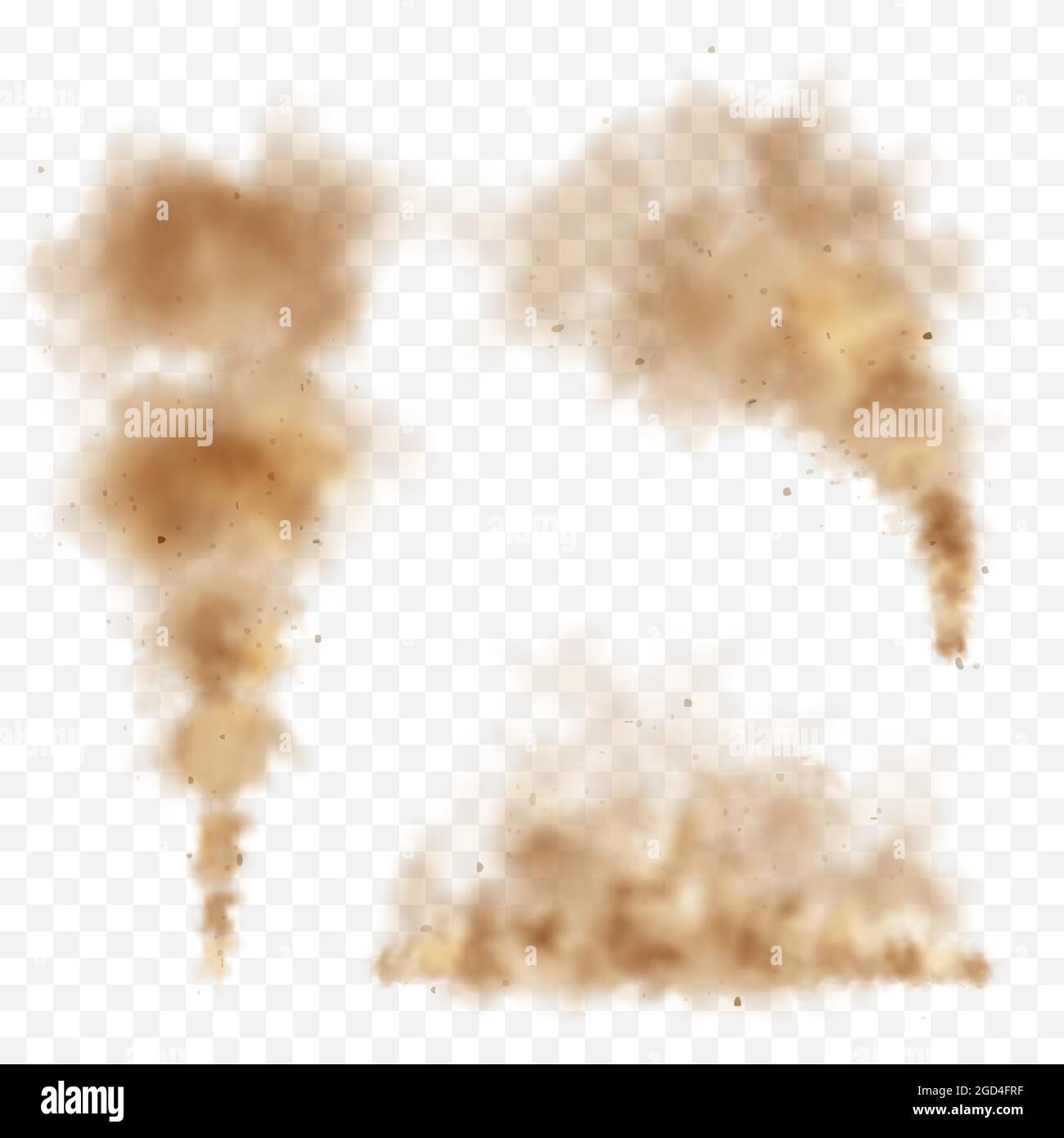 Realistic dust clouds. Road sand storm. Polluted dirty brown air with ...