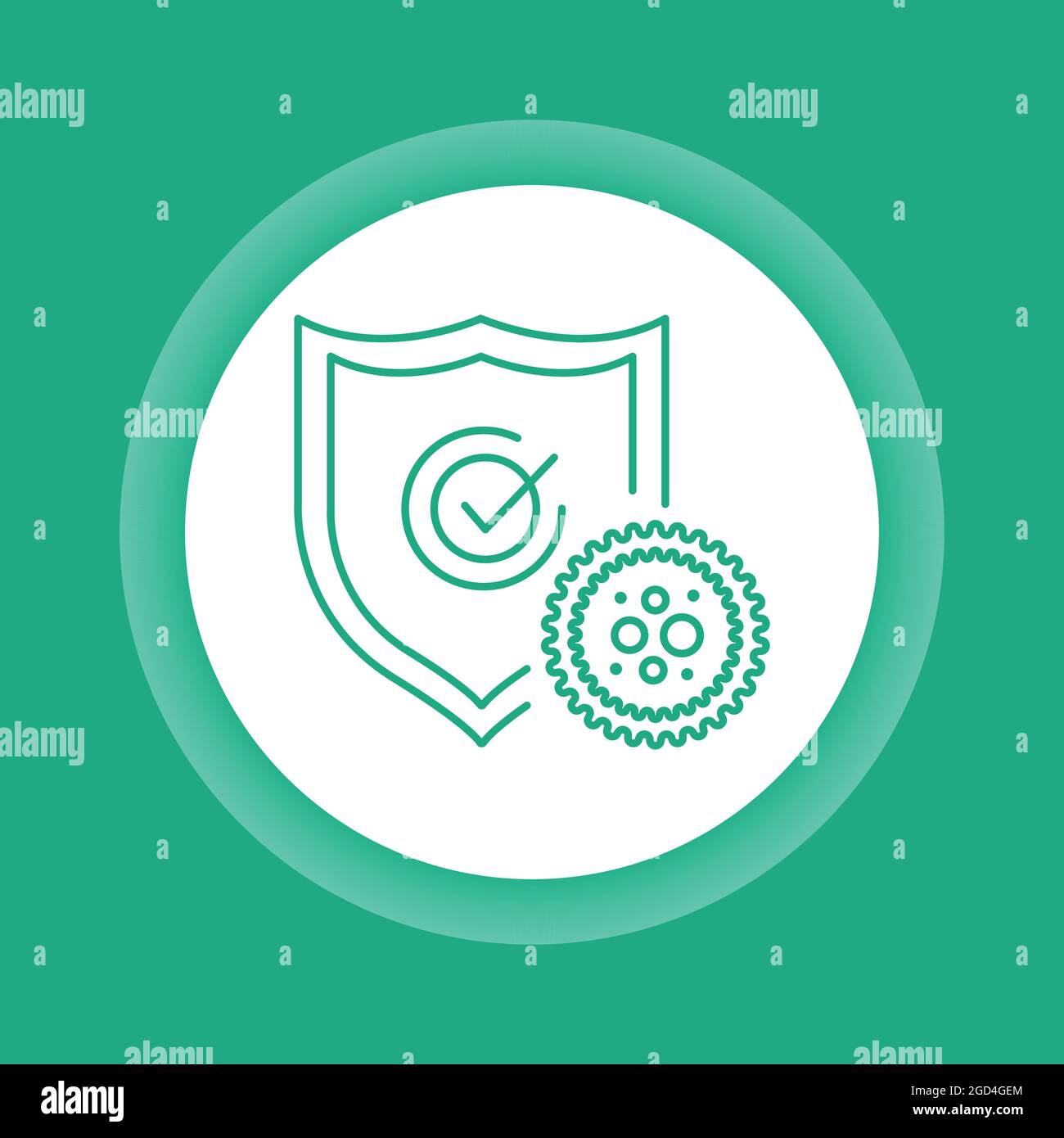 Medical prevention human germ color button icon. Shield protects Stock ...