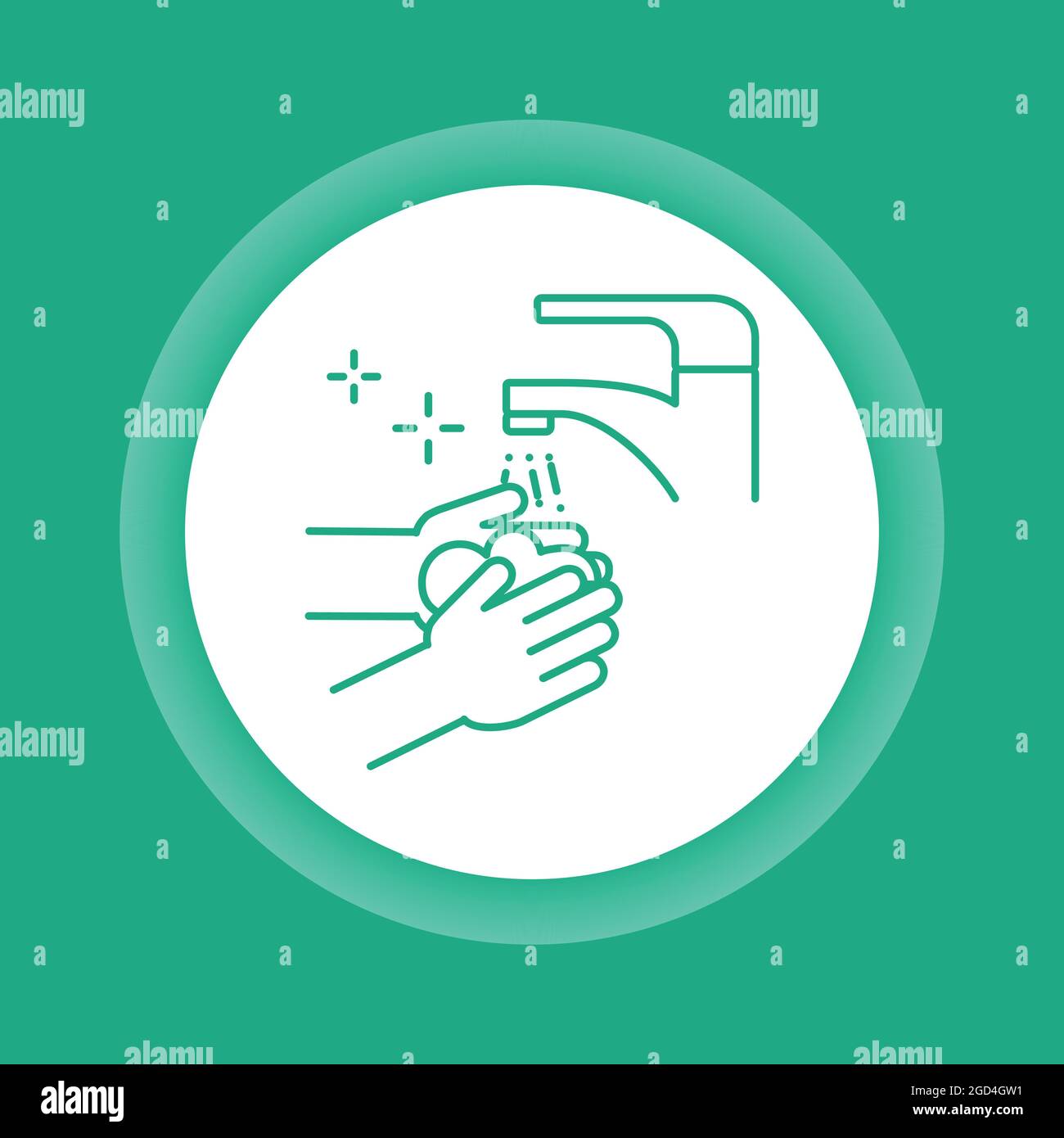 Wash hands with soap color button icon. Hygiene Stock Vector Image ...