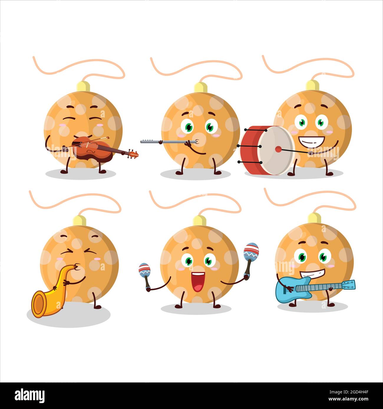 Cartoon character of christmas lights orange playing some musical ...