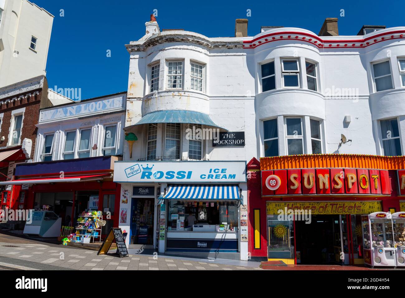 The Rockshop, Rossi ice cream shop Southend on Sea, Essex. Rock shop ...