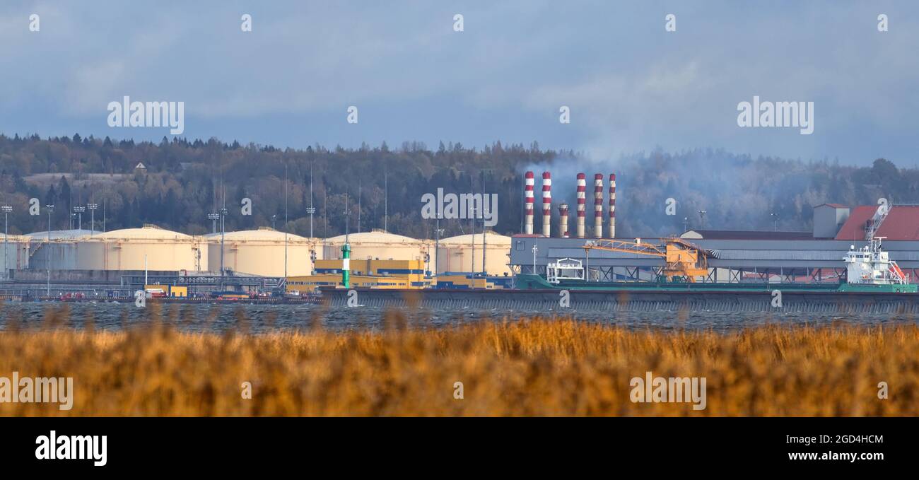Ust-Luga oil terminal, Baltic pipeline system. Russia. View from the ...